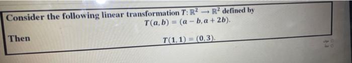 Solved Consider the following linear transformation T: R2 R2 | Chegg.com