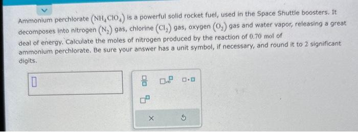 Solved Ammonium perchlorate (NH4ClO4) is a powerful solid | Chegg.com
