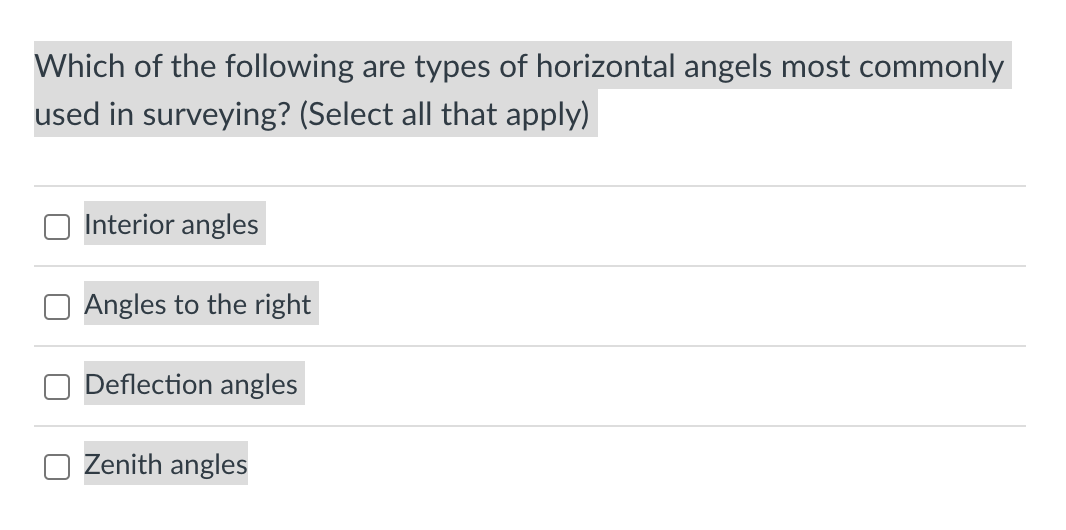 Solved Which of the following are types of horizontal angels | Chegg.com