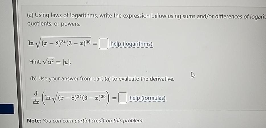 Solved (a) ﻿Using laws of logarithms, write the expression | Chegg.com