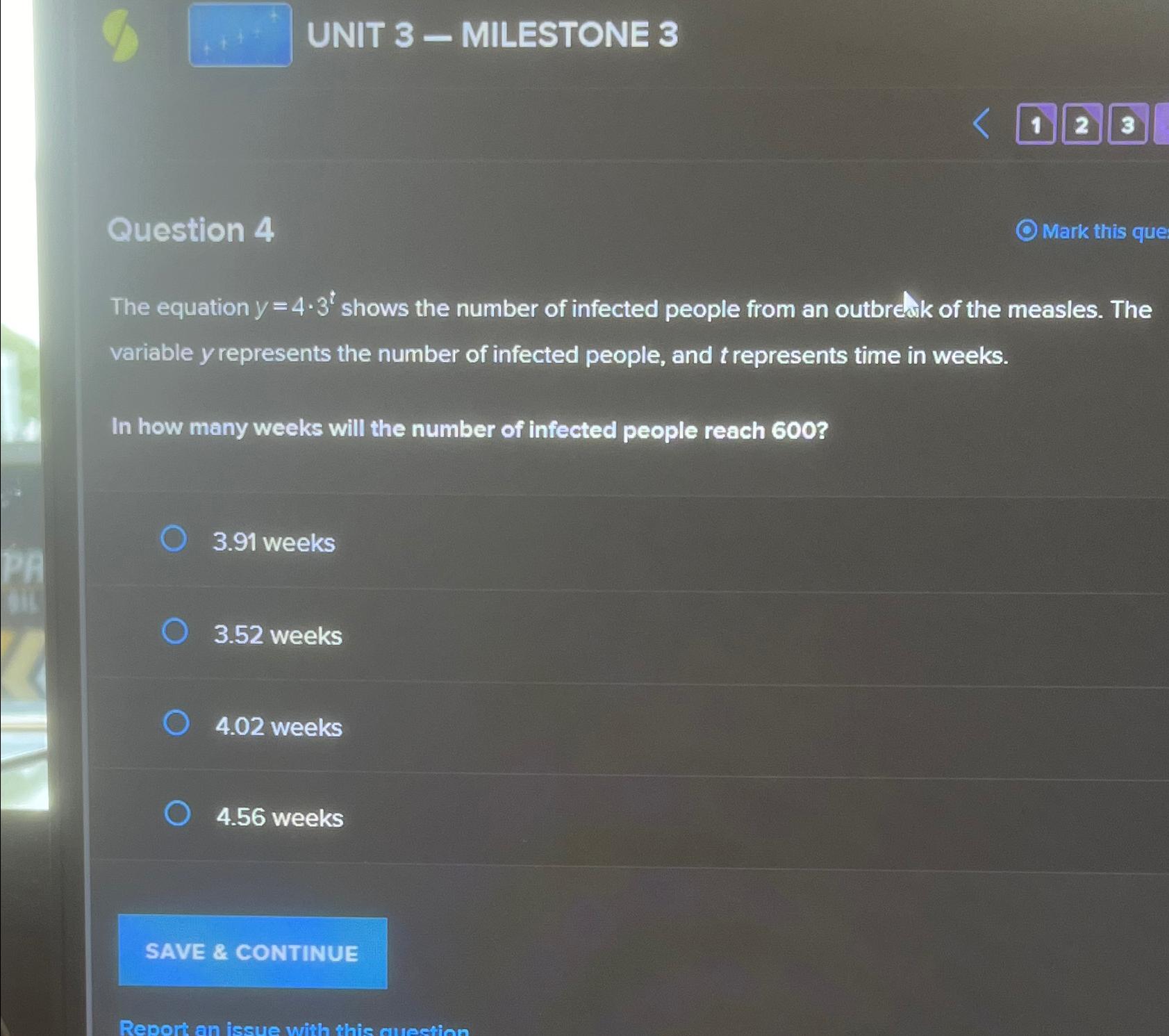 Solved UNIT 3 - ﻿MILESTONE 3Question 4Mark this queThe | Chegg.com