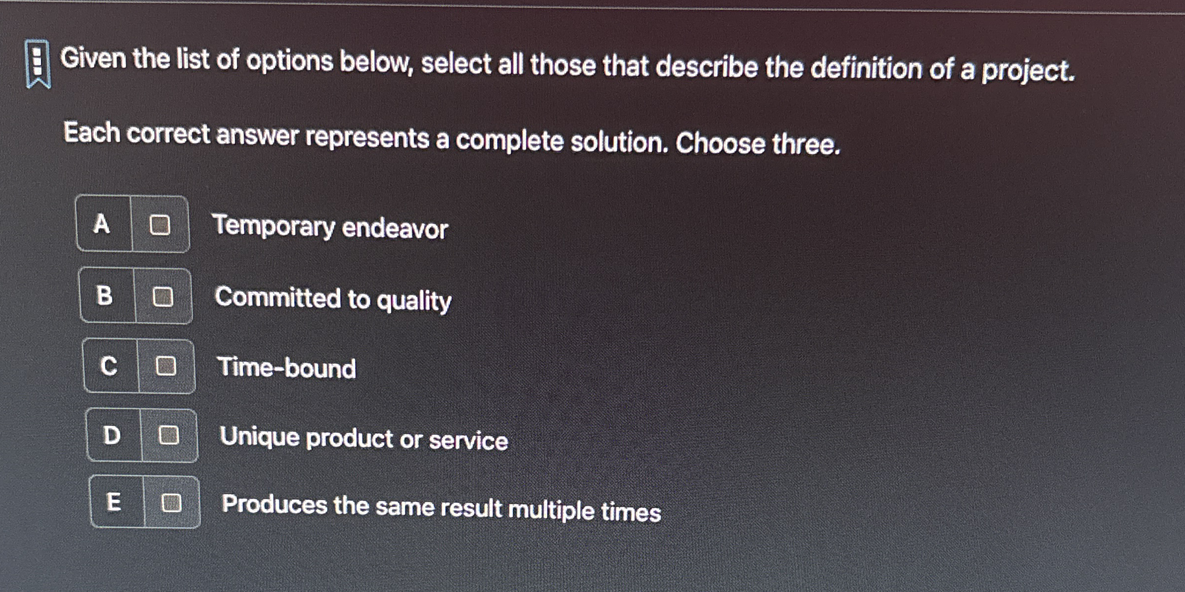[Solved]: Given the list of options below, select all thos