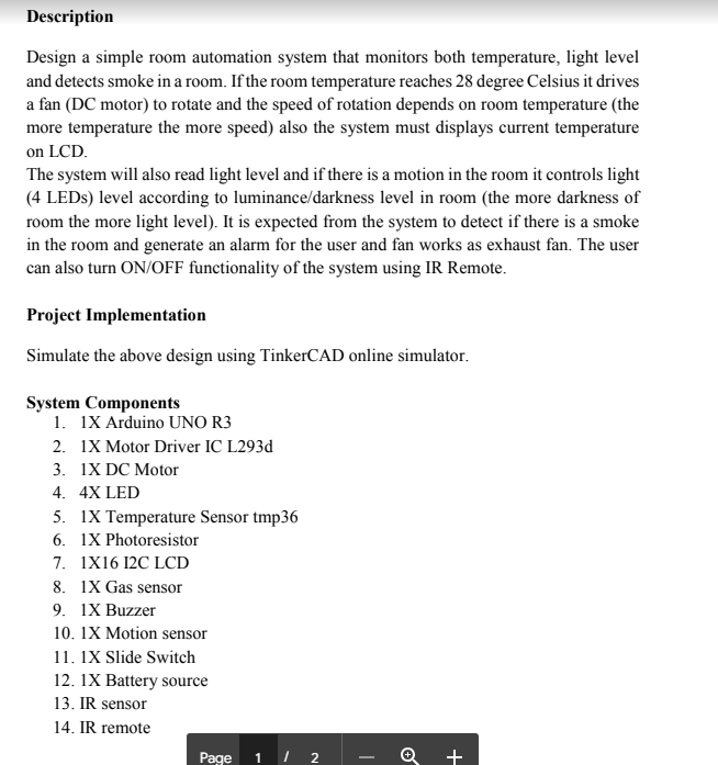 Solved DescriptionDesign a simple room automation system | Chegg.com