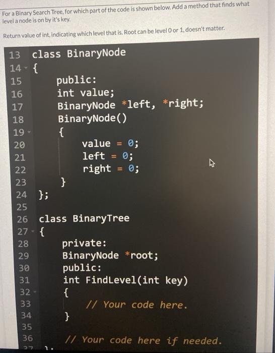 Solved For a Binary Search Tree, for which part of the code | Chegg.com