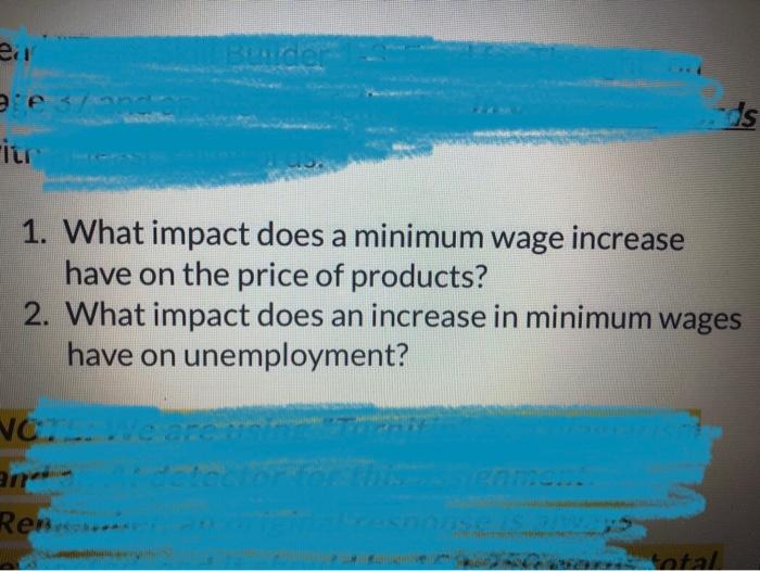 Solved 1. What impact does a minimum wage increase have on | Chegg.com