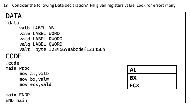 Solved Consider The Following Data Declaration Fill Given 0474