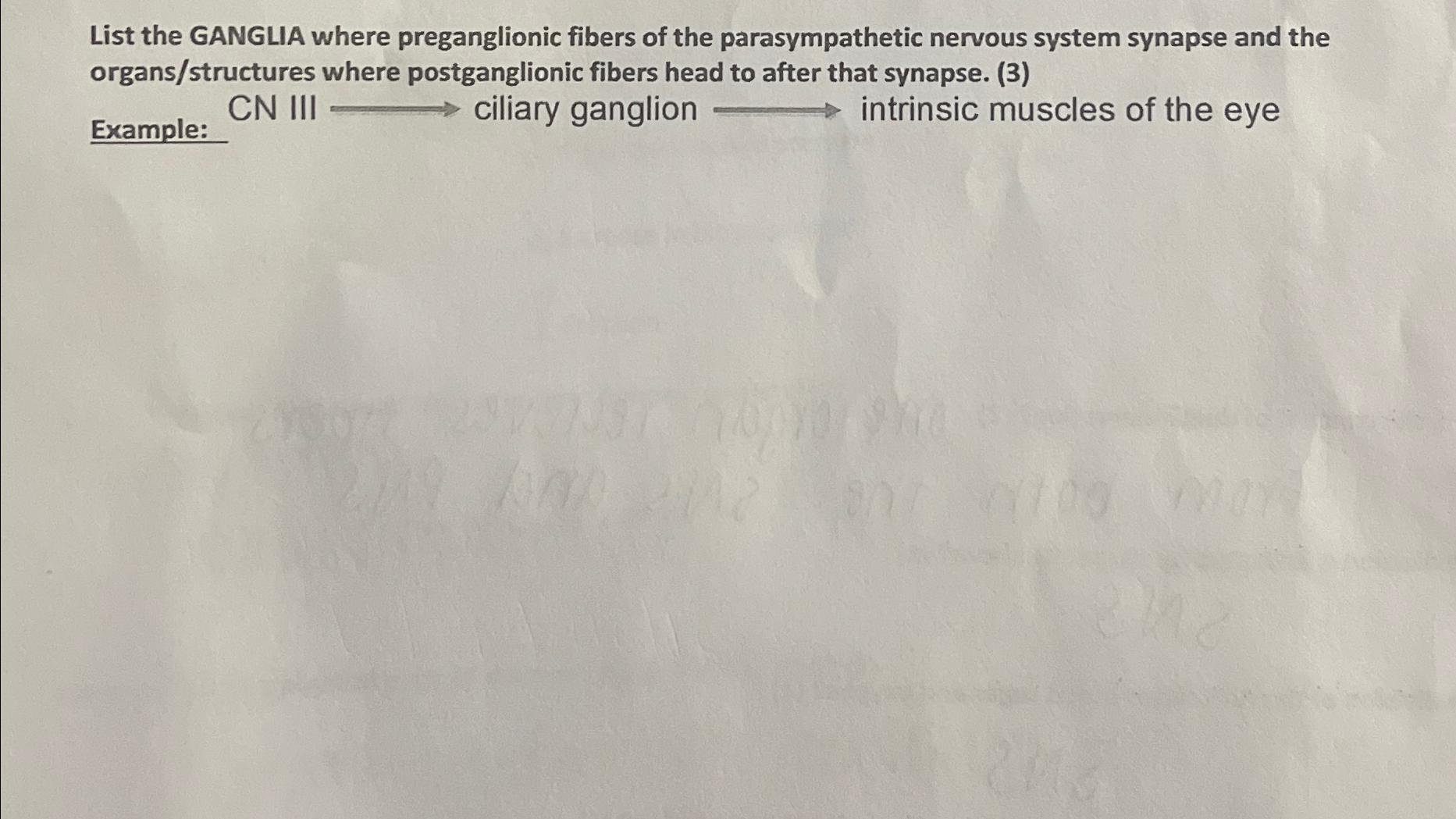 Solved List the GANGLIA where preganglionic fibers of the | Chegg.com