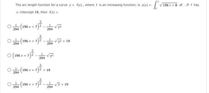 Solved The arc length function for a curve y=f(x), where f | Chegg.com
