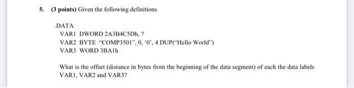 Solved 5. ( 3 points) Given the following definitions DATA | Chegg.com