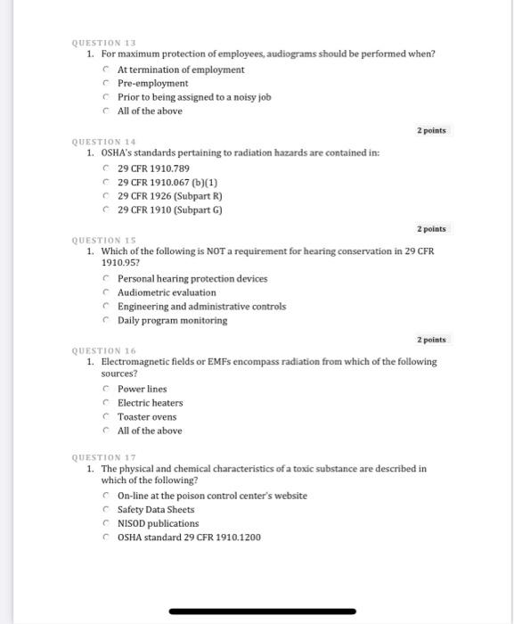 QUESTION 13 1. For maximum protection of employees, | Chegg.com