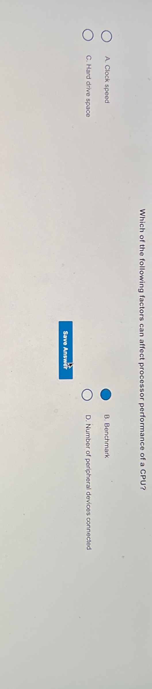 Solved Which of the following factors can affect processor | Chegg.com