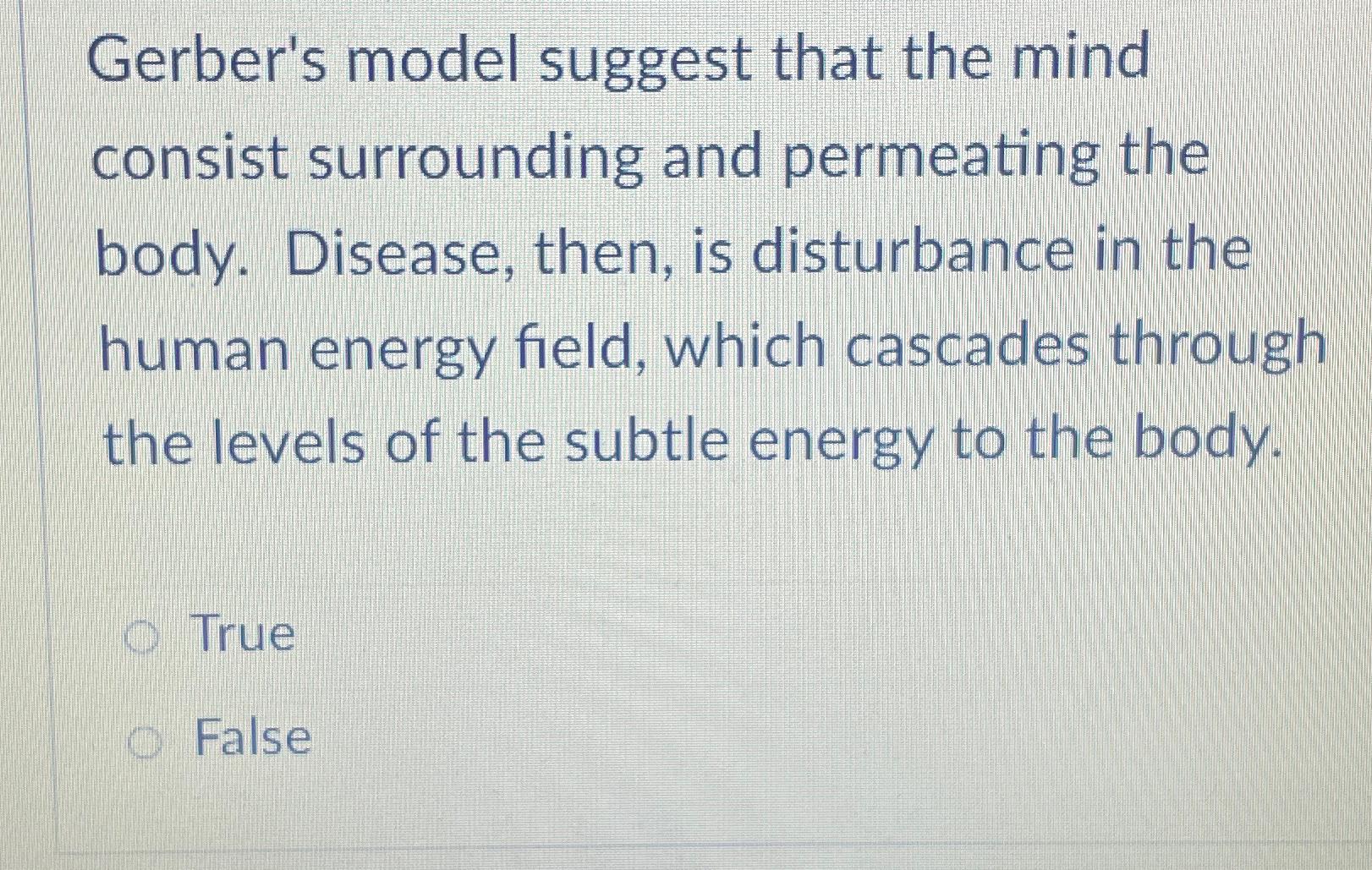Solved Gerber's model suggest that the mind consist | Chegg.com