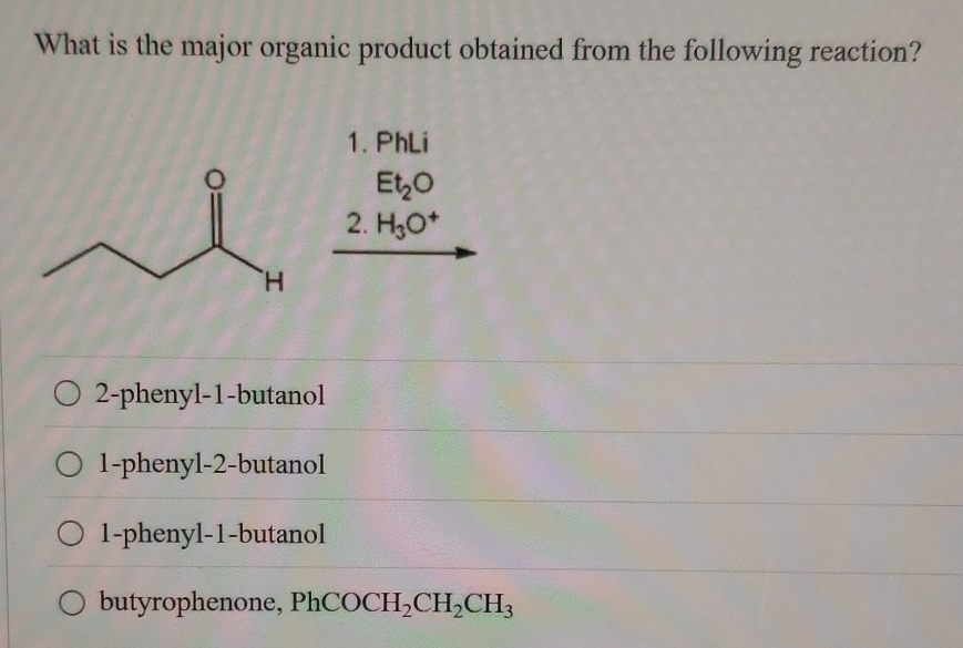 Solved What is the major organic product obtained from the | Chegg.com