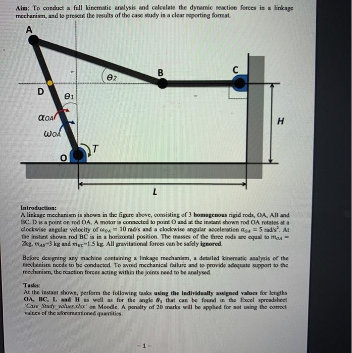 Aim: To conduct a full kinematic analysis and | Chegg.com