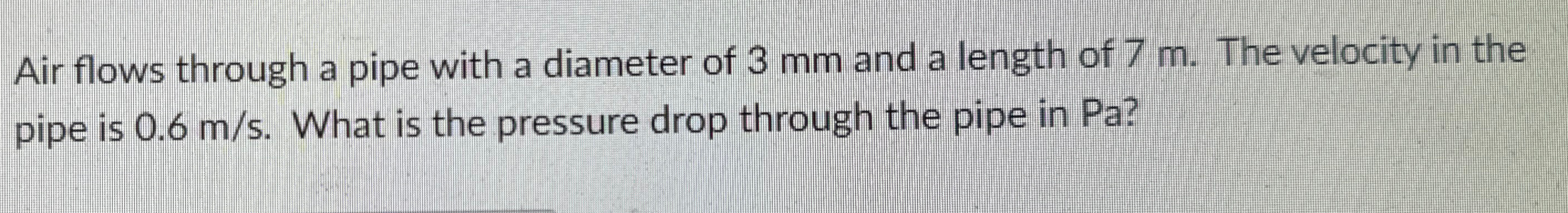 Solved Air flows through a pipe with a diameter of 3mm ﻿and | Chegg.com