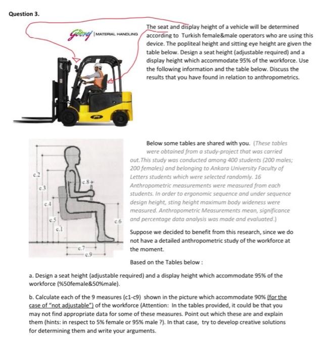 Question 3. The seat and display height of a vehicle | Chegg.com