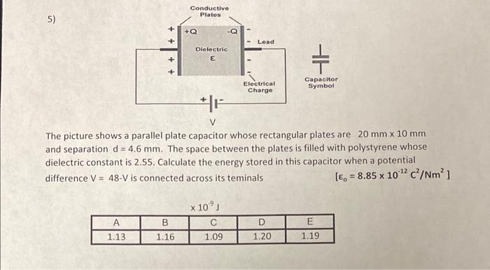 Solved The picture shows a parallel plate capacitor whose | Chegg.com