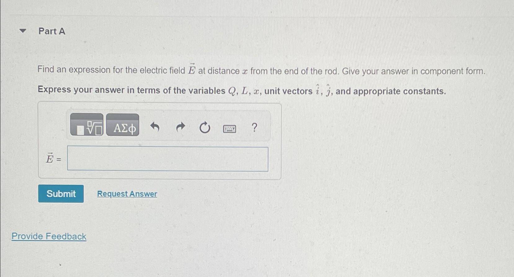 Solved Part A\\nFind an expression for the electric field | Chegg.com