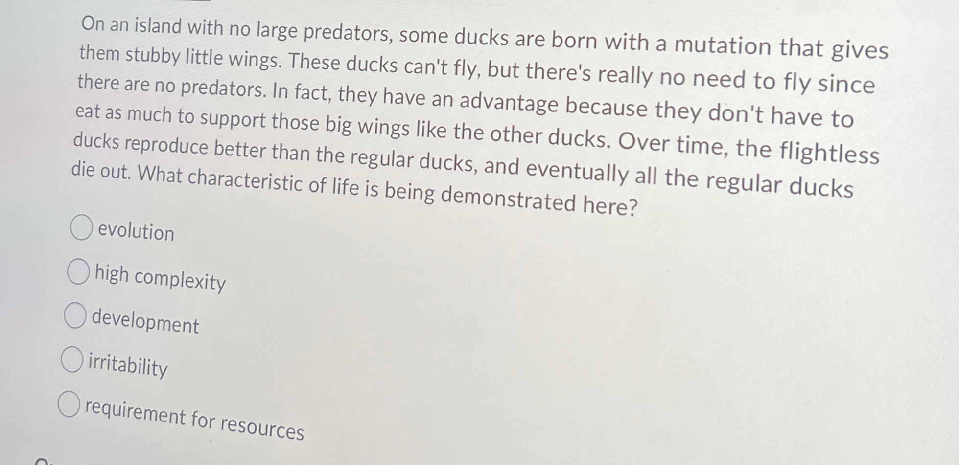 Solved On an island with no large predators, some ducks are | Chegg.com