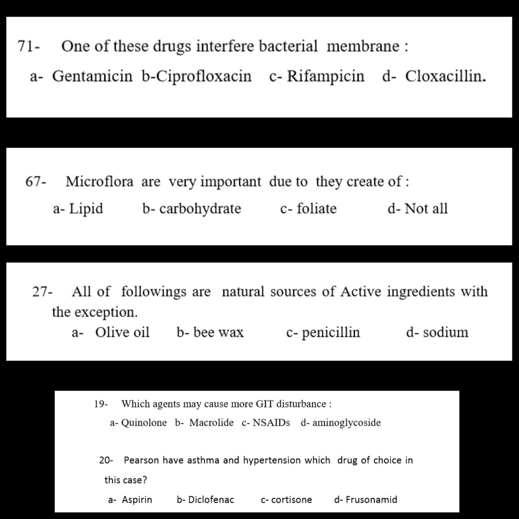 Solved 71 One of these drugs interfere bacterial membrane : | Chegg.com