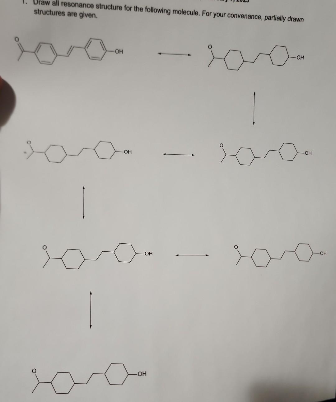 Solved 1. Draw all resonance structure for the following | Chegg.com