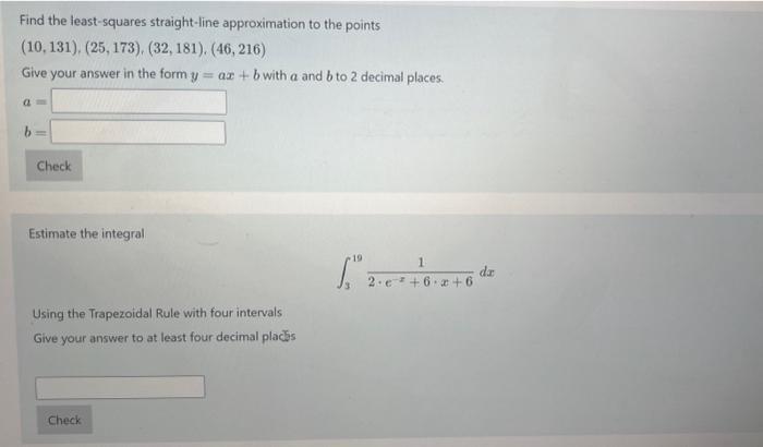 Solved Find the least-squares straight-line approximation to | Chegg.com