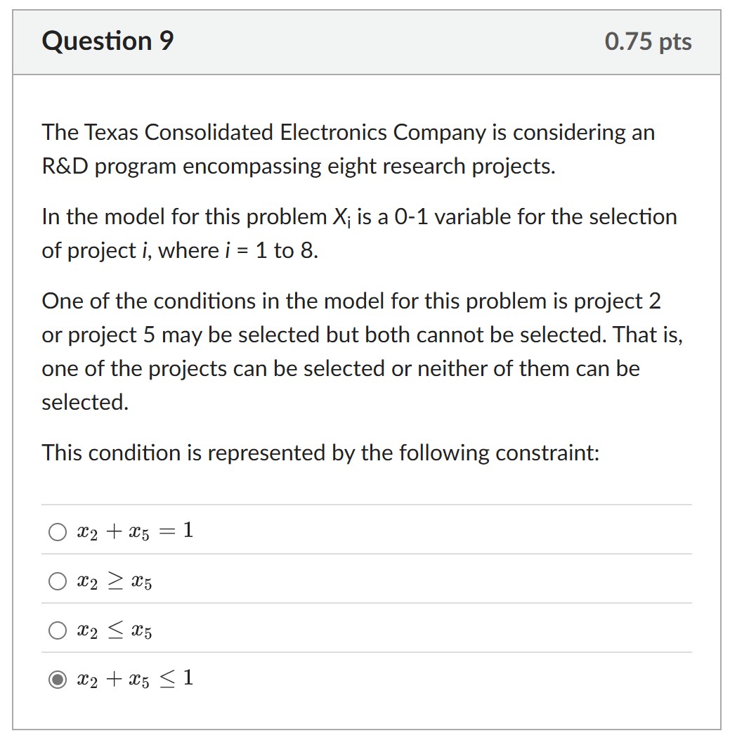 Solved Question 90.75 ptsThe Texas Consolidated Electronics | Chegg.com