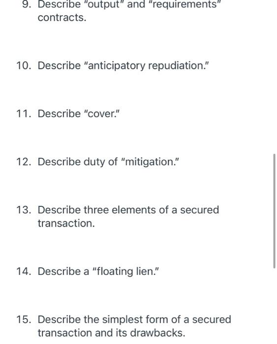 Solved 9. Describe "output" and "requirements contracts. 10. | Chegg.com