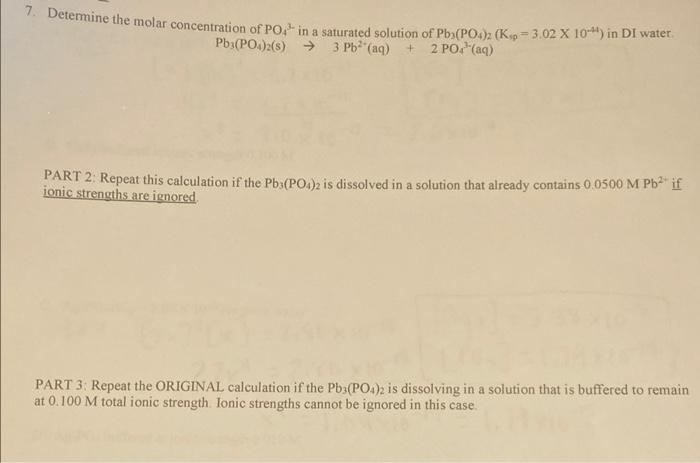 Solved 7. Determine the molar concentration of PO42 in a | Chegg.com