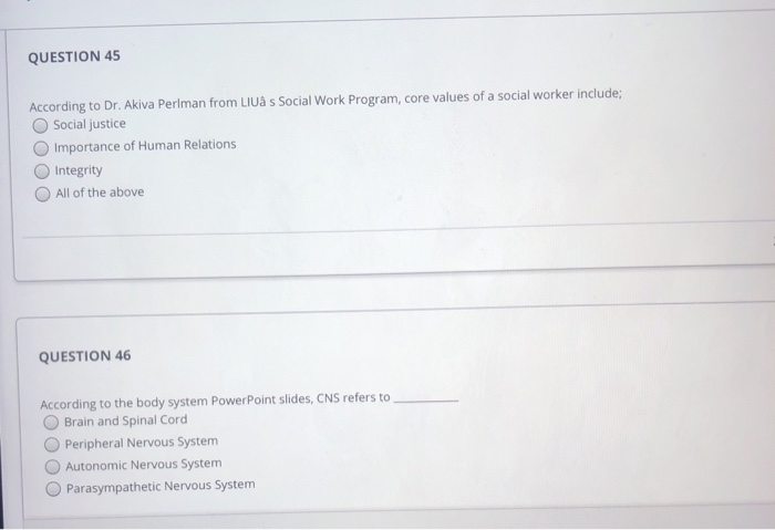 Solved QUESTION 45 According to Dr. Akiva Perlman from LIU s | Chegg.com