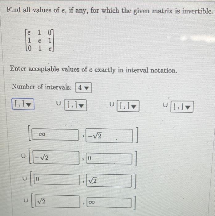 Solved Find all values of e, if any, for which the given | Chegg.com