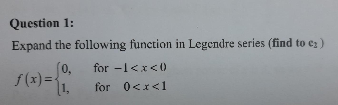 Solved Question 1: Expand the following function in Legendre | Chegg.com