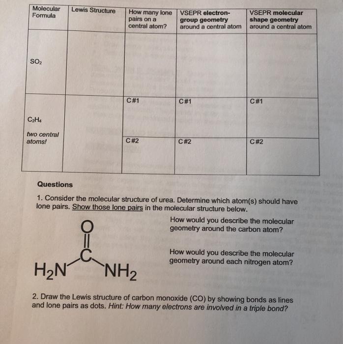 Solved Molecular Formula Lewis Structure How many lone pairs | Chegg.com