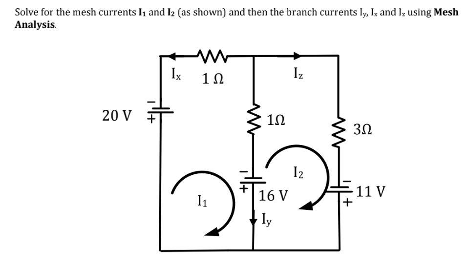 Solved Solve for the mesh currents I1 ﻿and I2 (as shown) | Chegg.com