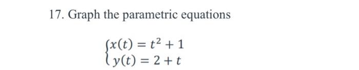 Solved 17. Graph the parametric equations (x(t) = t² + 1 | Chegg.com