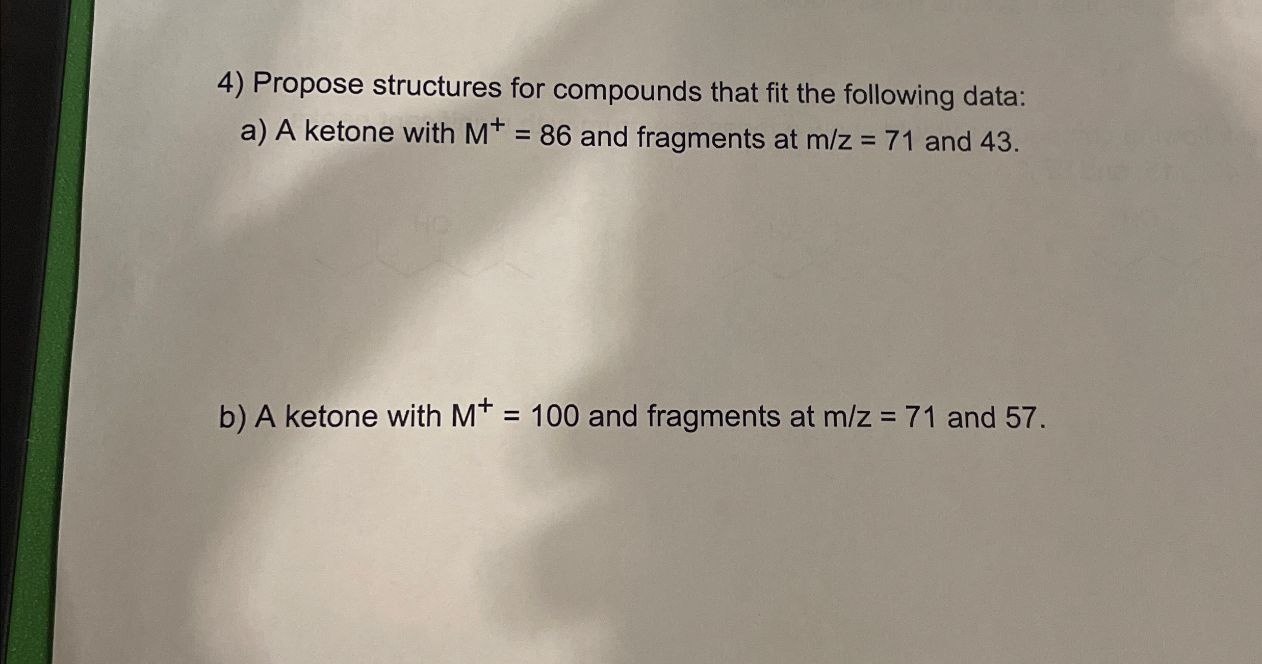 Solved Propose structures for compounds that fit the | Chegg.com