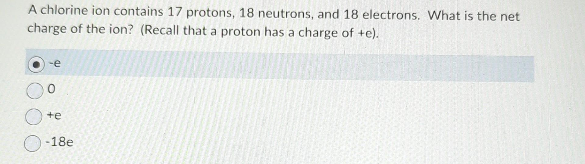Solved A chlorine ion contains 17 protons, 18 neutrons, and | Chegg.com