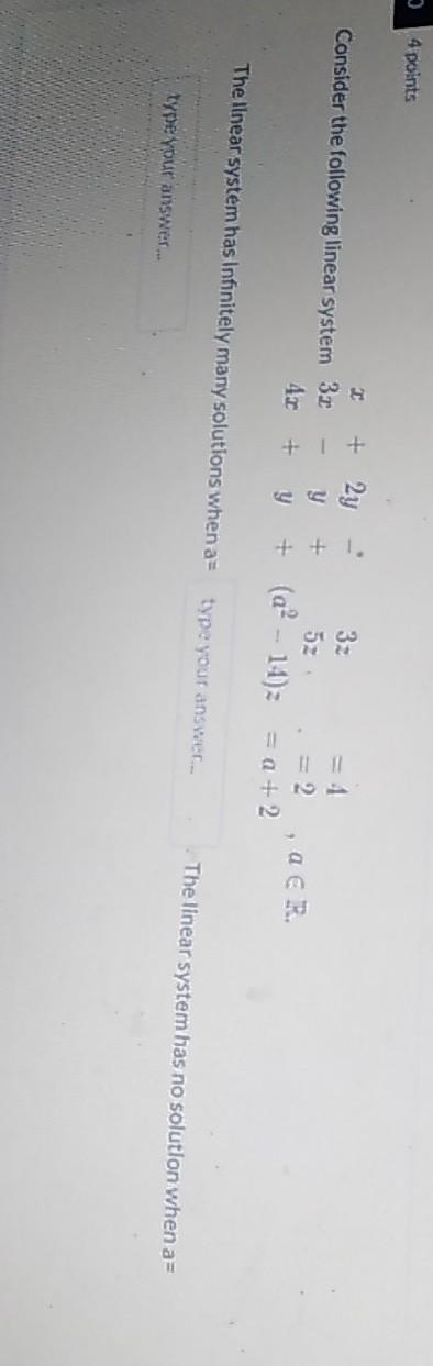 Solved ) 4 points Consider the following linear system 3r + | Chegg.com