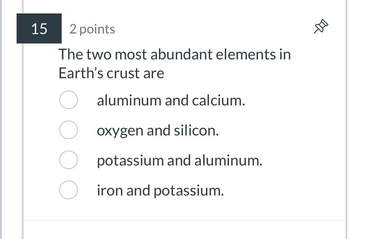Solved 152 ﻿pointsThe two most abundant elements inEarth's | Chegg.com