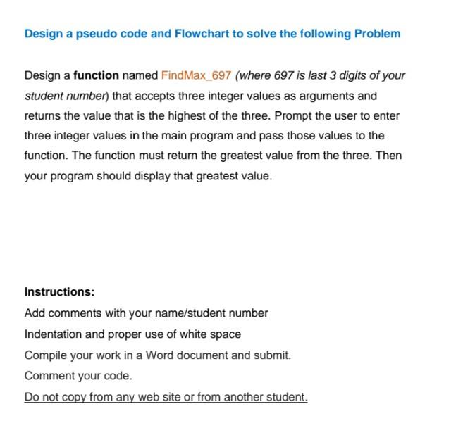 Solved Design a pseudo code and Flowchart to solve the | Chegg.com