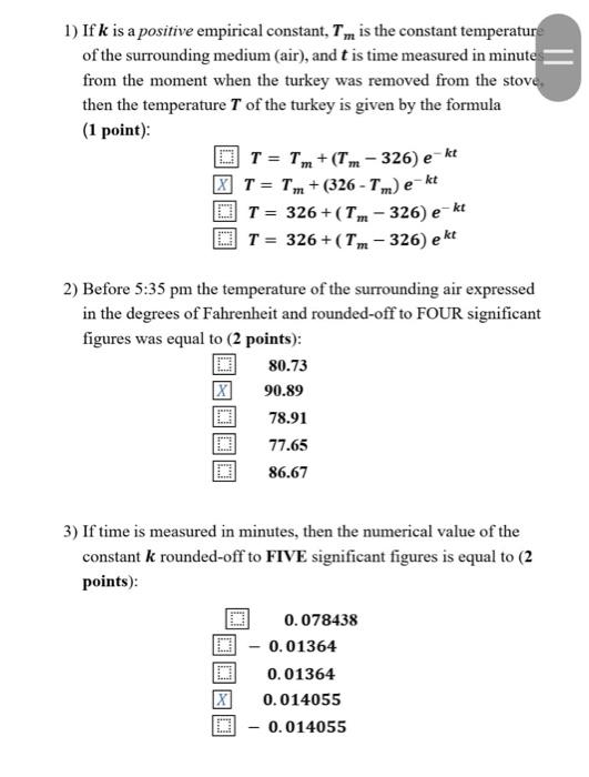1) If k is a positive empirical constant, Tm is the | Chegg.com