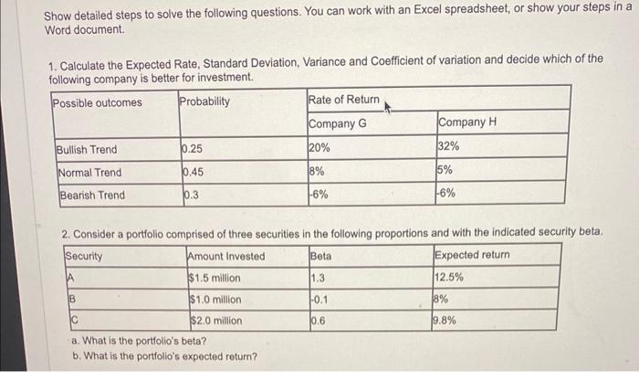 Solved Show Detailed Steps To Solve The Following Questions 