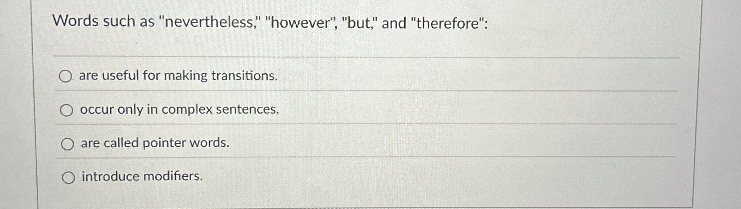 Solved Words such as "nevertheless," "however", "but," and | Chegg.com