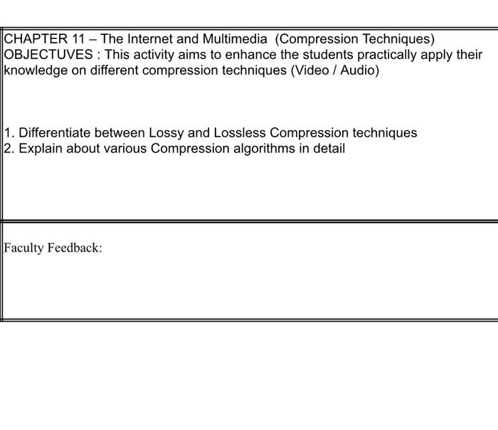 Solved CHAPTER 11 - The Internet and Multimedia (Compression | Chegg.com