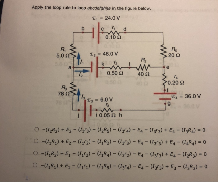 Solved Apply the loop rule to loop abcdefgha in the figure. | Chegg.com