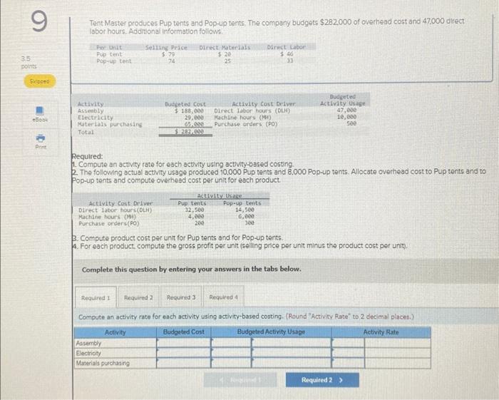 Solved Required: 1. Compute an activity rate for each | Chegg.com