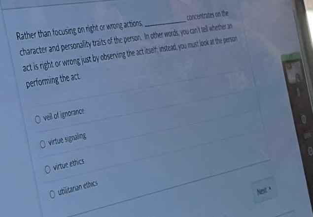Solved Rather than focusing on right or wrong actions. | Chegg.com