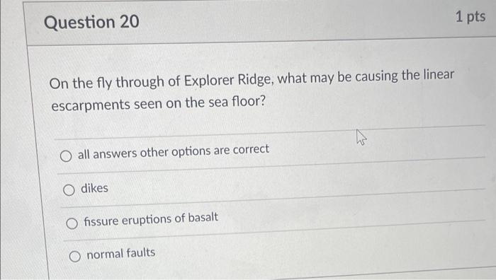 Solved Question 20 1 pts On the fly through of Explorer | Chegg.com