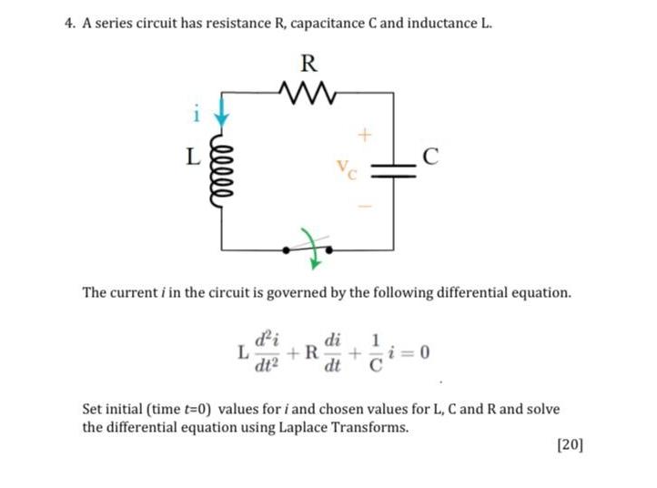 Solved A series circuit has resistance R, ﻿capacitance C | Chegg.com