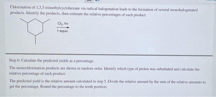 Solved Chlorination of 1,3,5-trimethylcyclohexane via | Chegg.com